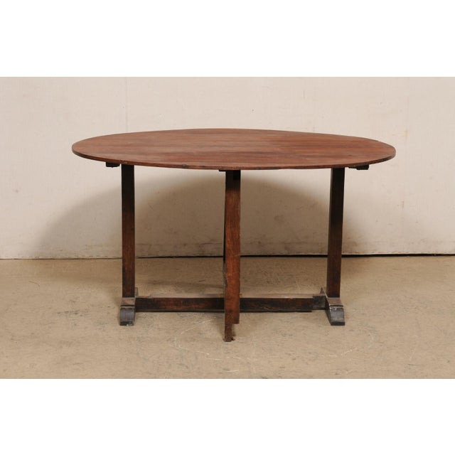 Early 20th Century Antique French Vintner's Table, Oval-Shaped | Chairish
