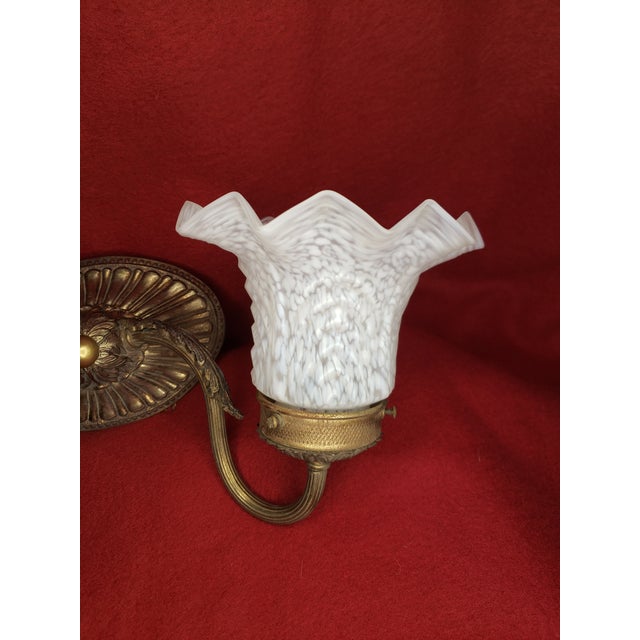 Early 20th Century Victorian Wall Mount Lights With White Lincoln Drape ...