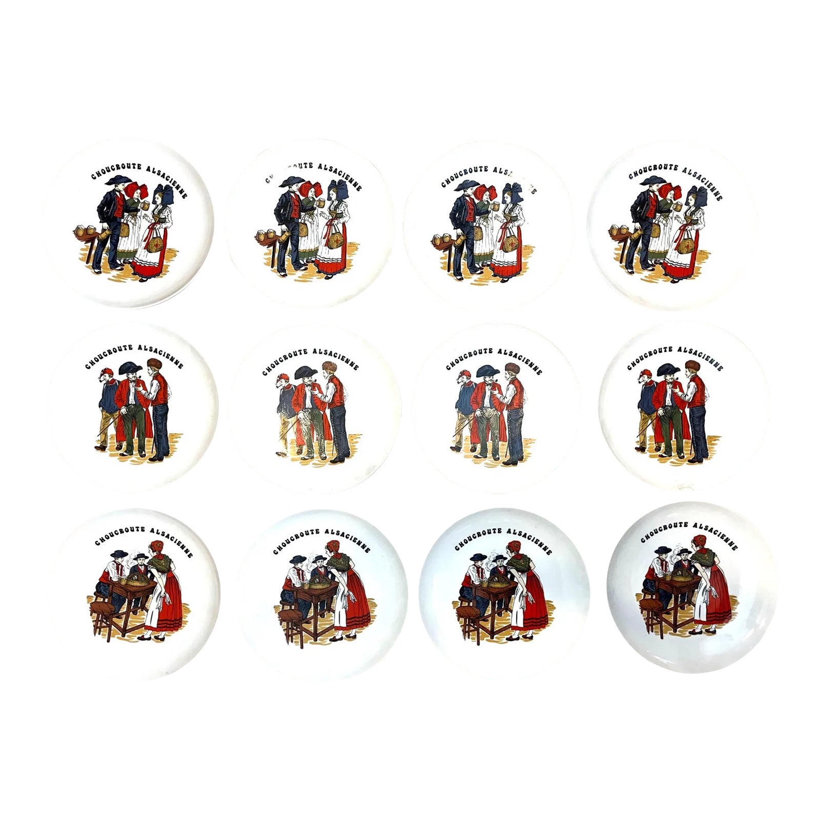 Set of 12 French Alsatian Porcelain Choucroute Sauerkraut Diner Plates ...