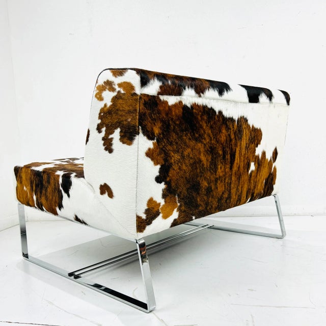 Cowhide & Chrome Lounge Chair | Chairish