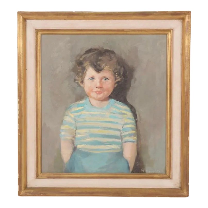 Circa 1930 Realist Portrait Oil Painting of a Young Boy by Margery ...