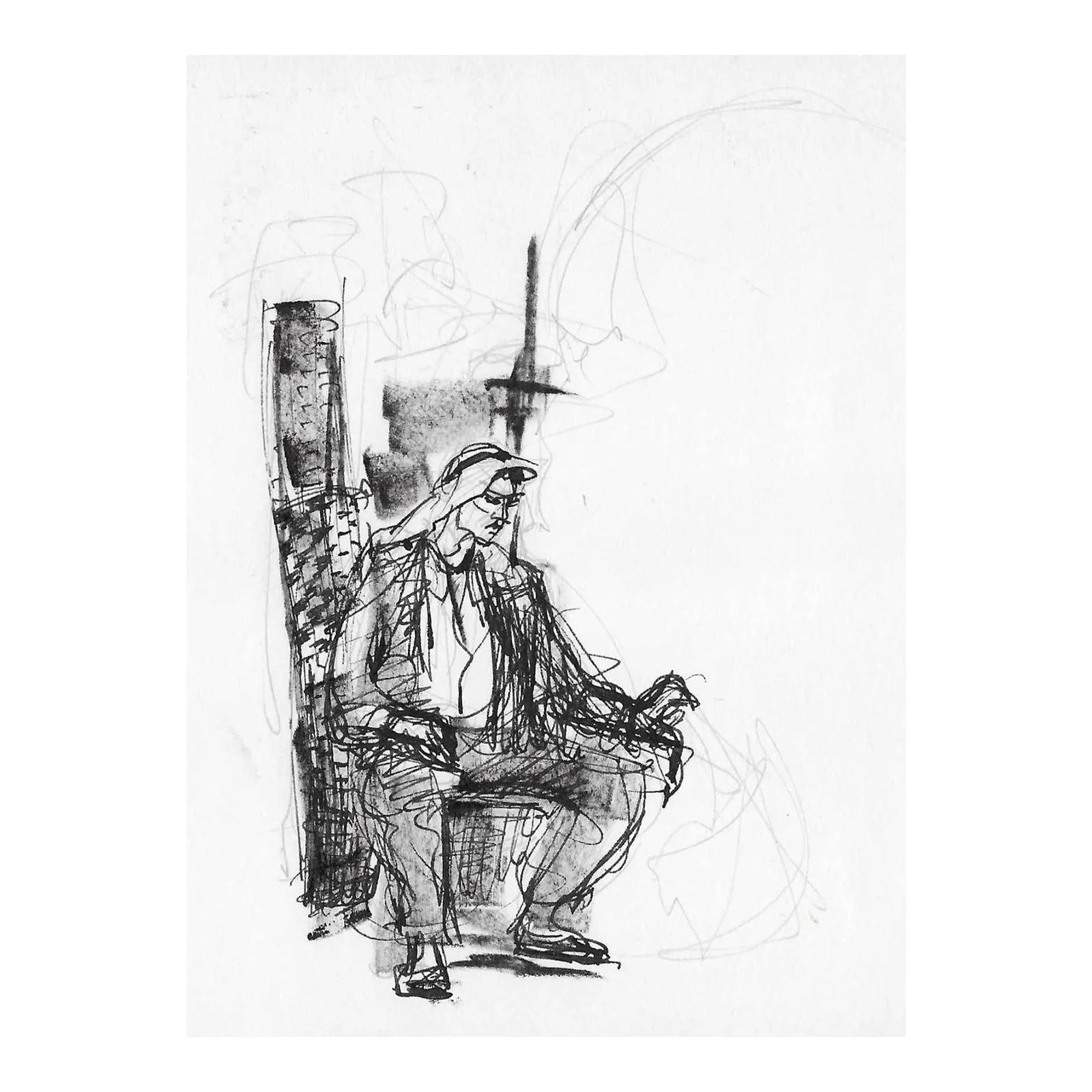 1950s Middle Eastern Figure Drawing | Chairish