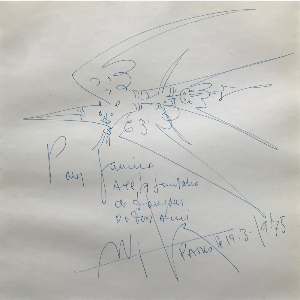Wifredo Lam, Bird, 1975, Original Ink Drawing | Chairish