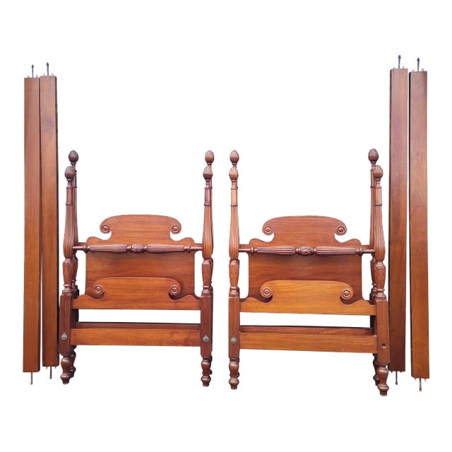 1950s Pair of Vintage Tall Post Acorn Twin Beds Chairish