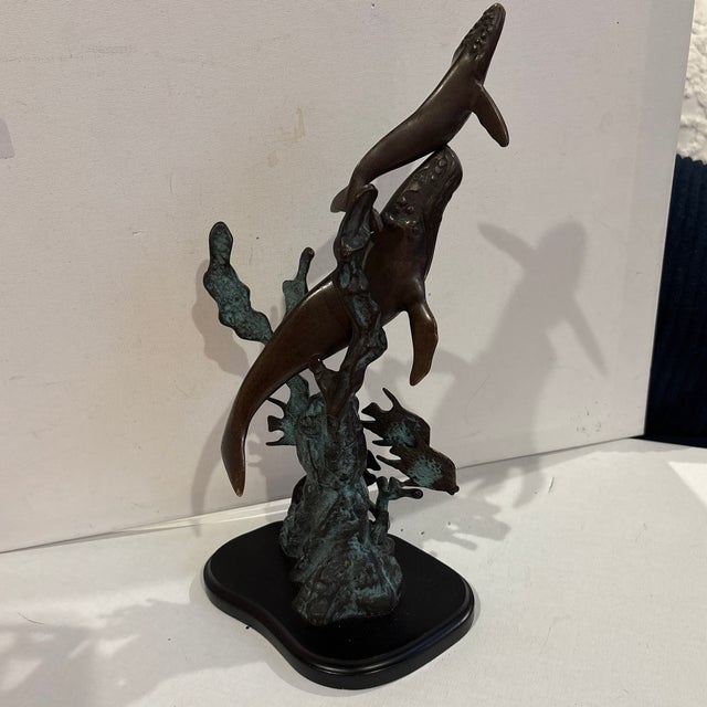 1980s Spi Solid Brass Sculpture of a Humpback Whale & Calf Beautiful ...