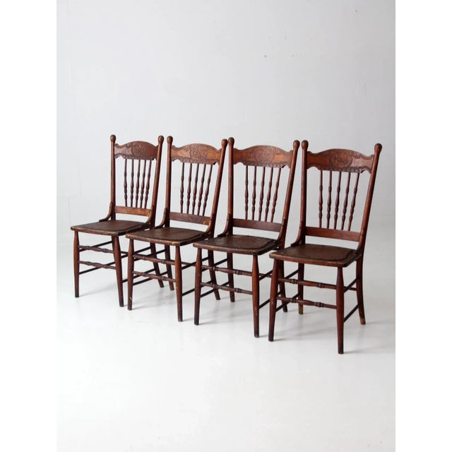 Antique Pressed Back Chairs Set of 4 | Chairish