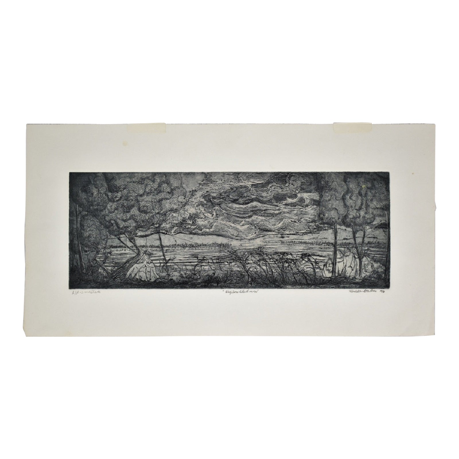 Vintage Artist Proof Etching Village on the River by Sheldon Strober ...