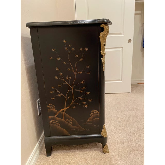 Karges Commode American Made Chinoiserie Ebonized With Brass | Chairish