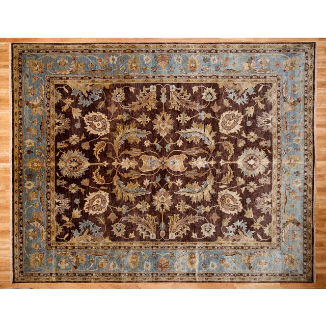 Traditional Blue & Brown Indian Rug - 8' X 10' | Chairish