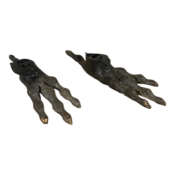 Unique Pair of Bronze Chicken Feet, Convert Into Candle Sticks | Chairish