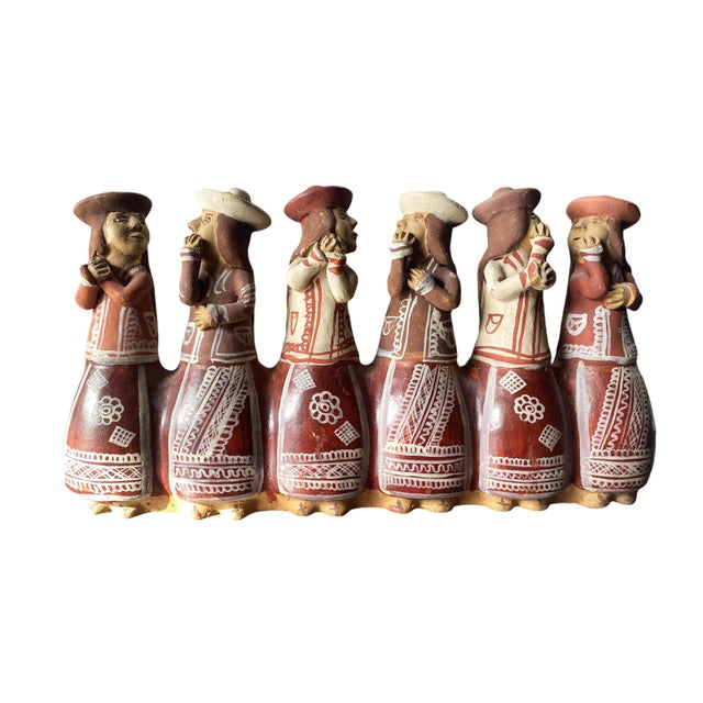 Peruvian Folk Six Women Figures Whistle Terra Cotta Pottery 12" W ...