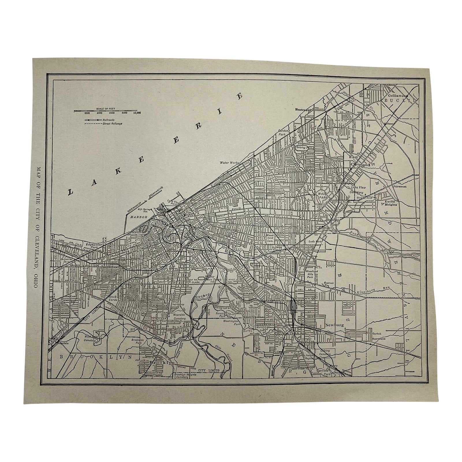 Antique 1920s Cleveland Ohio City Map | Chairish