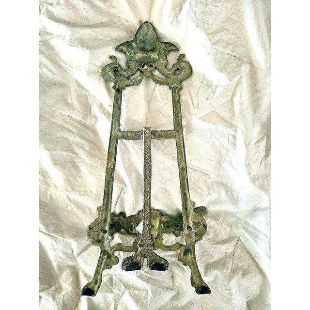 Vintage Ornate Brass Easel Stand With Molded Brass Faces | Chairish