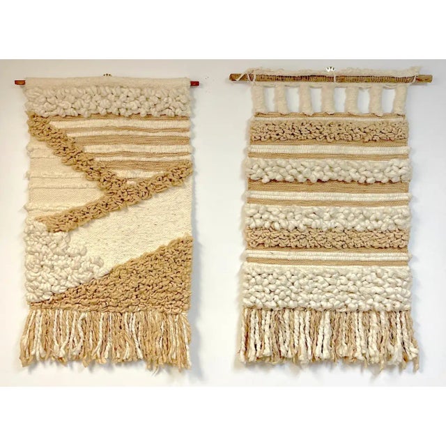Woven Oaxaca School Abstract Fiber Art Tapestries - a Pair | Chairish