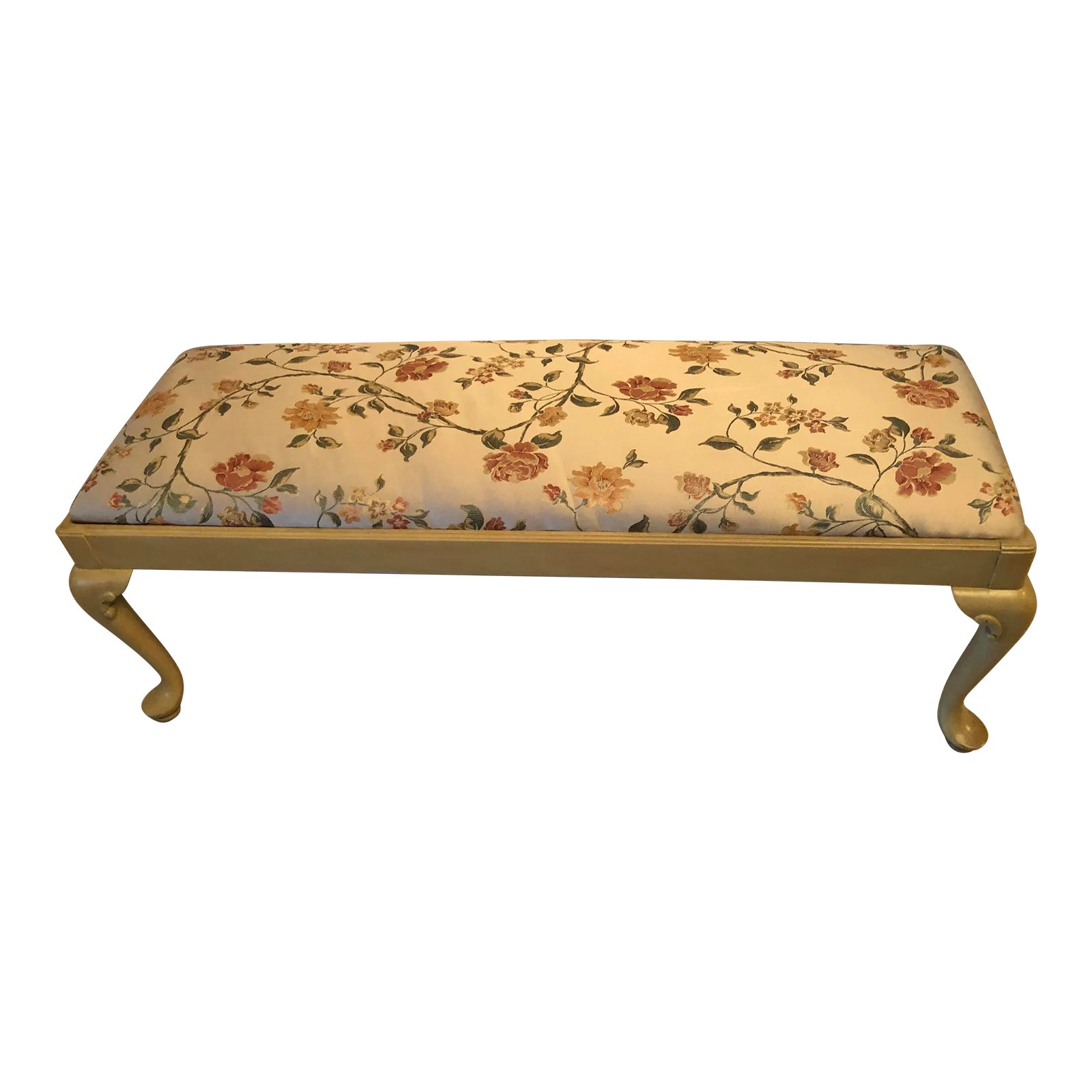1990s Ethan Allen Country French Floral Upholstered Bench | Chairish
