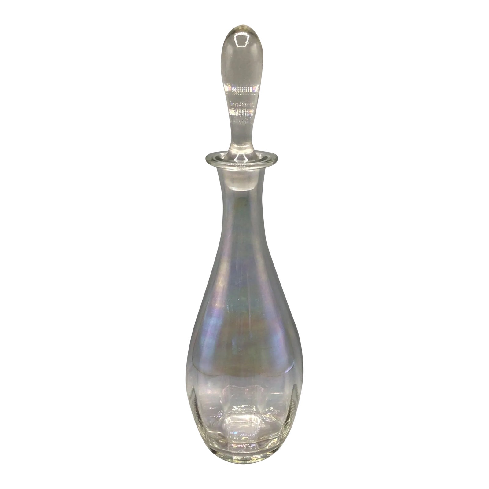 Vintage Hand Blown Tool Top Iridescent Decanter | Chairish