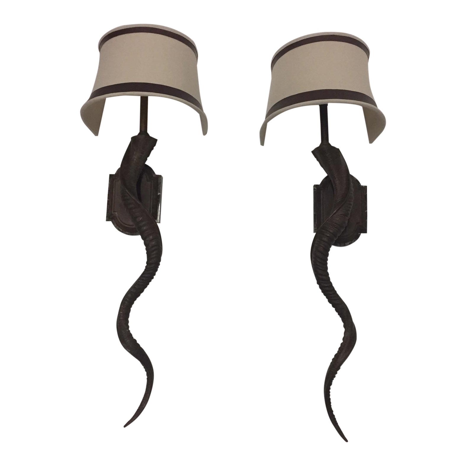 Elongated Faux Horn Wall Sconces - a Pair | Chairish