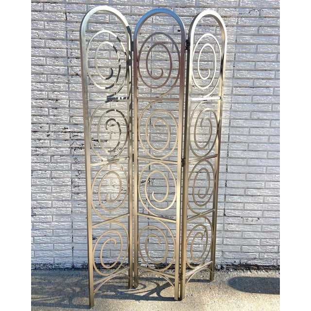 Vintage Ethan Allen Radius Collection Brushed Nickel Room Divider ...