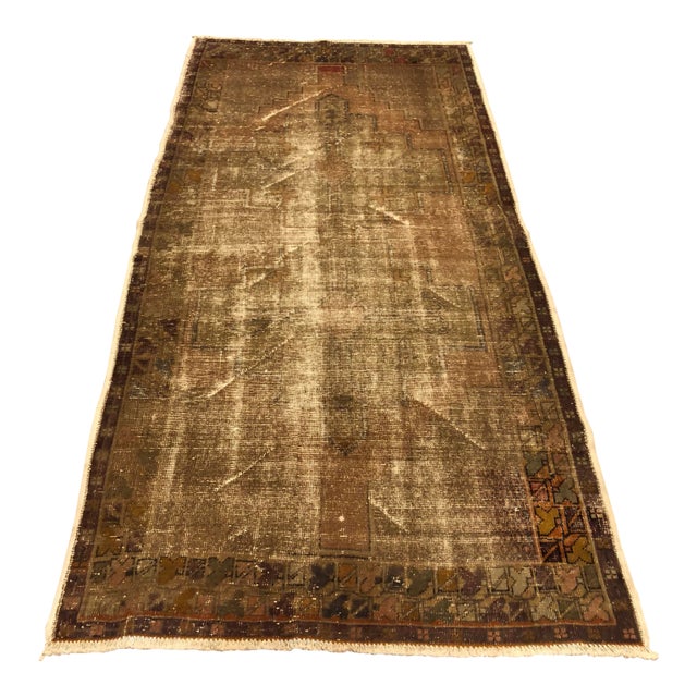 Vintage Tan Distressed Oushak Rug | Chairish
