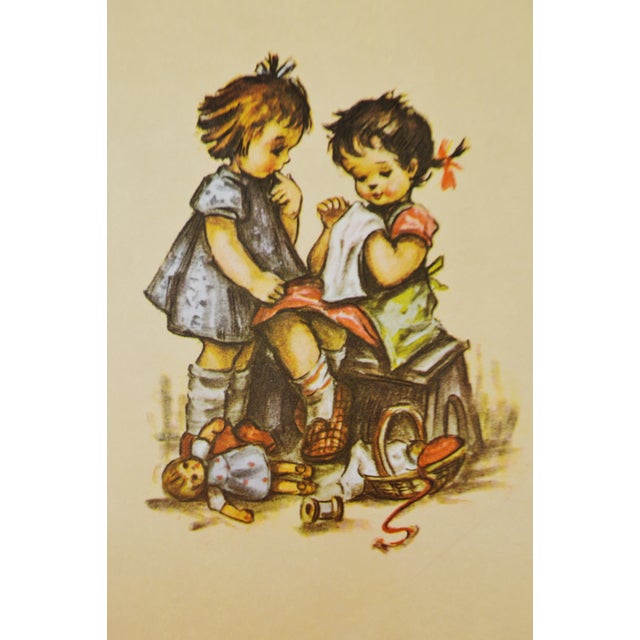 Antique Young Children Color Prints on Paper - Set of 4 | Chairish