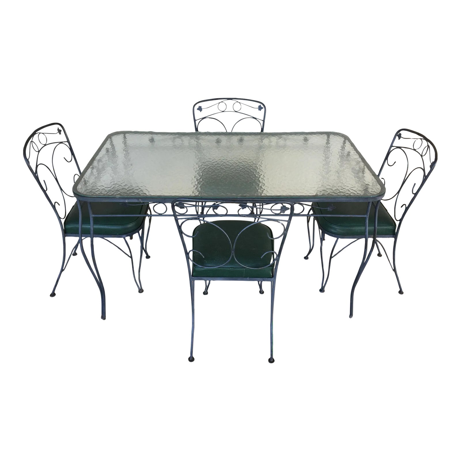 Woodard Style Vintage Wrought Iron 5 Piece Dining Set | Chairish