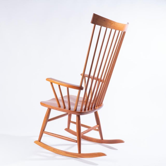 Late 20th Century Vintage Charles Webb Modernist Cherry Rocker | Chairish