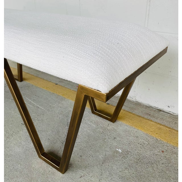 Contemporary White and Gold Bench | Chairish