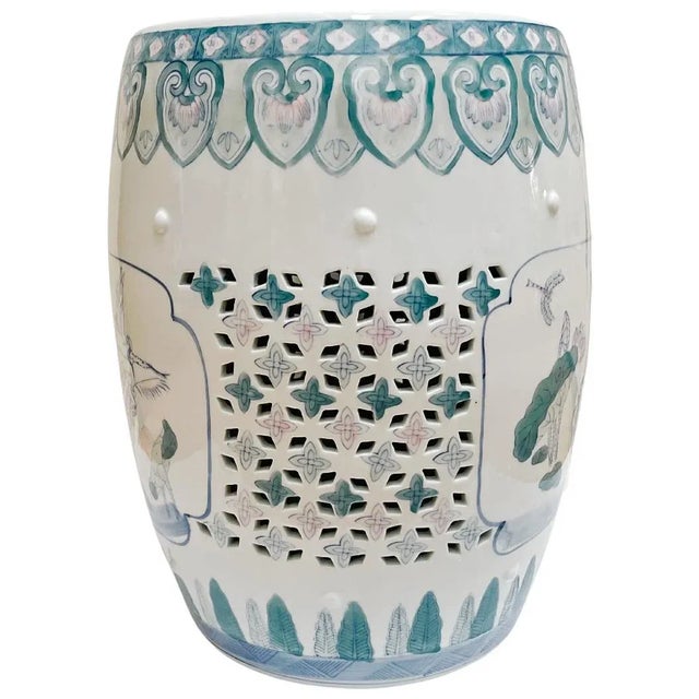 Chinese Ceramic Pink Lotus Garden Stool | Chairish
