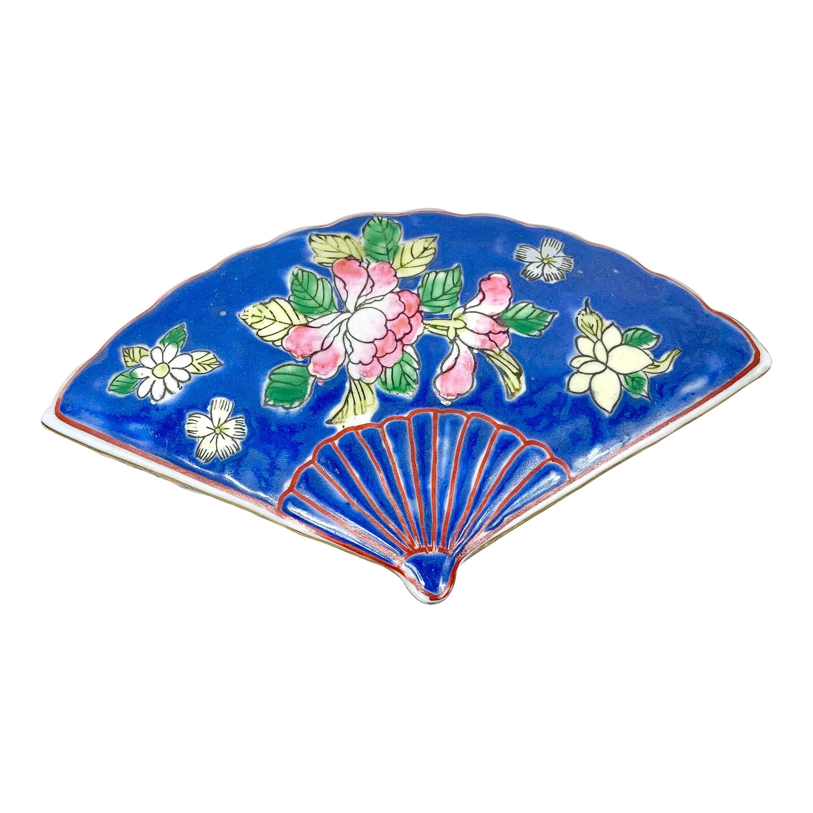 Vintage Chinoiserie Fan Shaped Box | Chairish