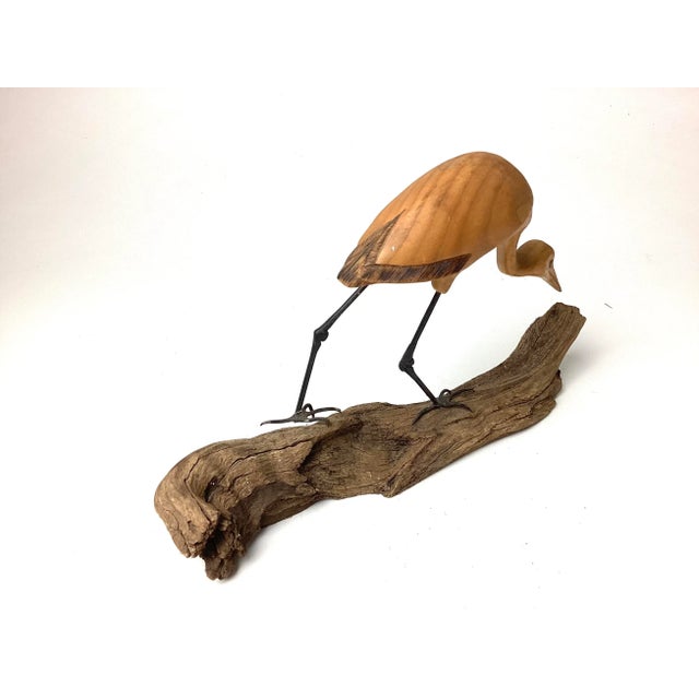Vintage Joe Cella 1984 Hand Carved Wood Shore Bird | Chairish