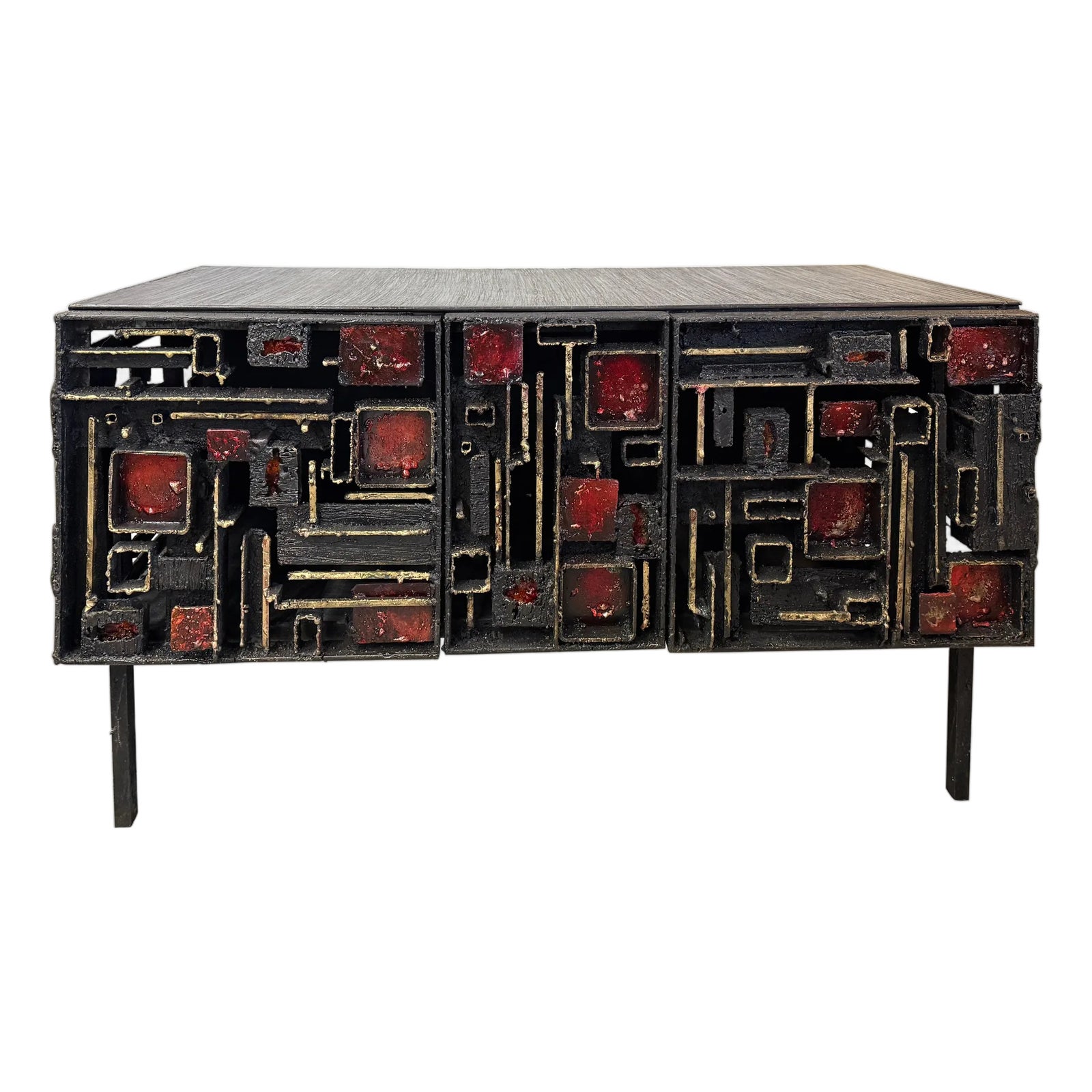 James Bearden Steel, Enamel and Bronze Cabinet | Chairish
