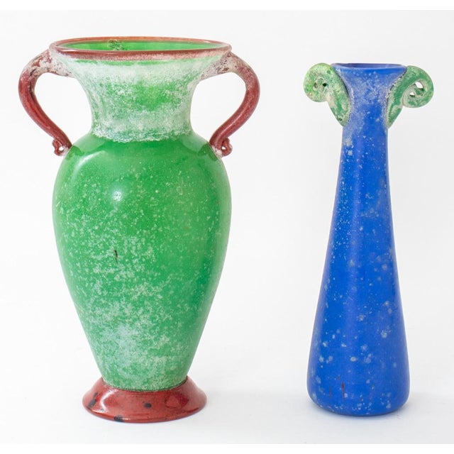 Ancient Roman Style Vitreous Color Glass Vase, 2 | Chairish