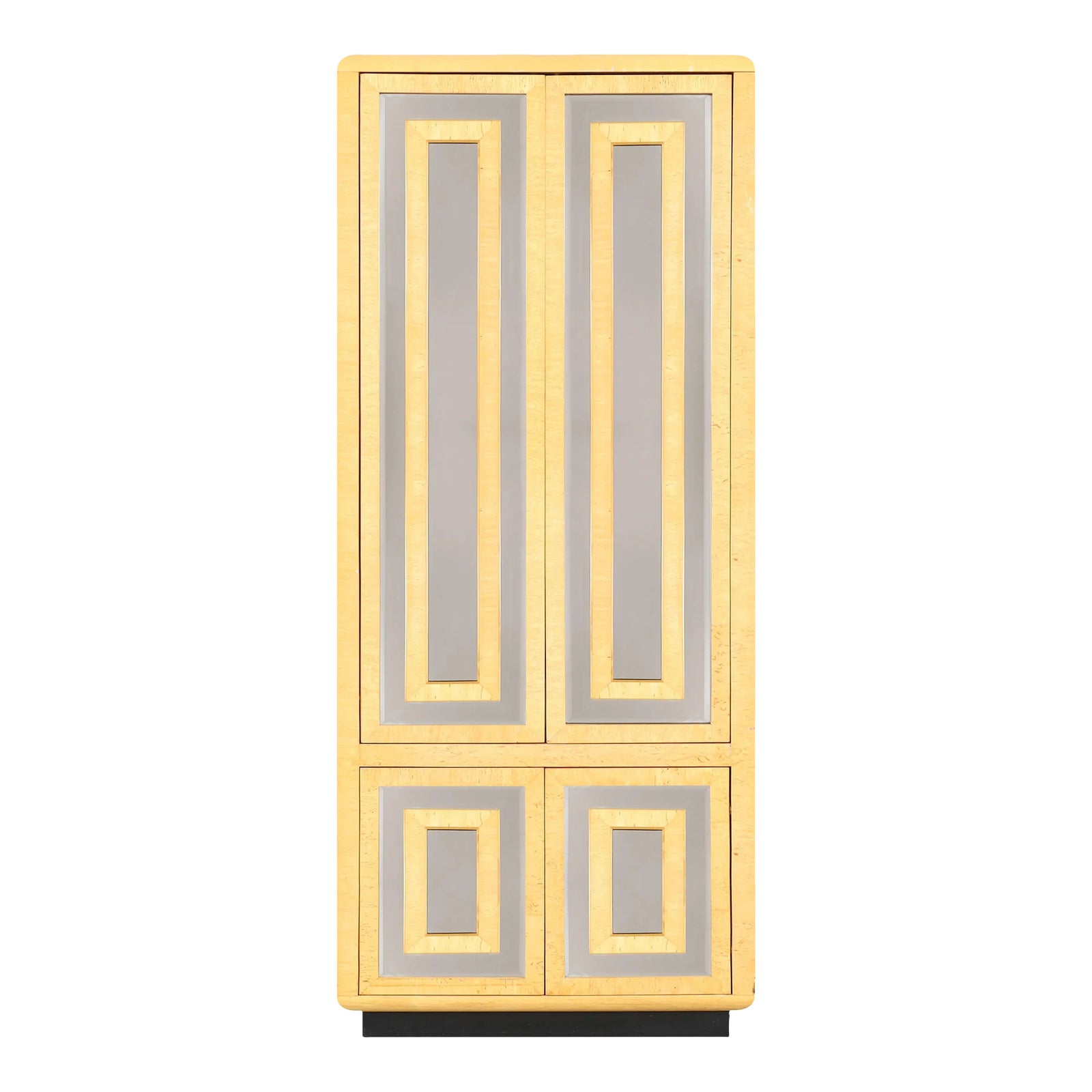 1970s Mid Century Burl Wood and Mirrored Armoire by Romweber | Chairish