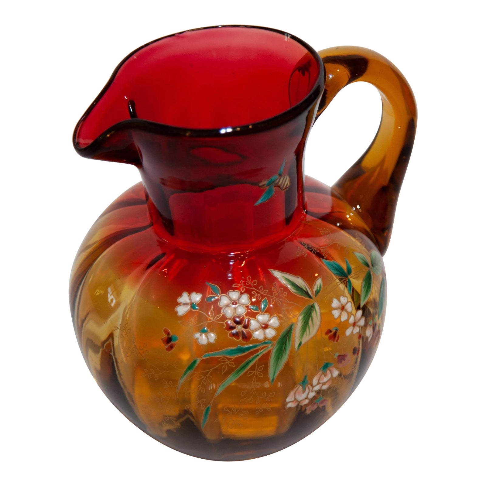 Early 20th Century Hobbs Brockunier Amberina Art Glass Water Pitcher ...