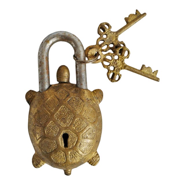 Vintage Brass India Turtle Lock | Chairish