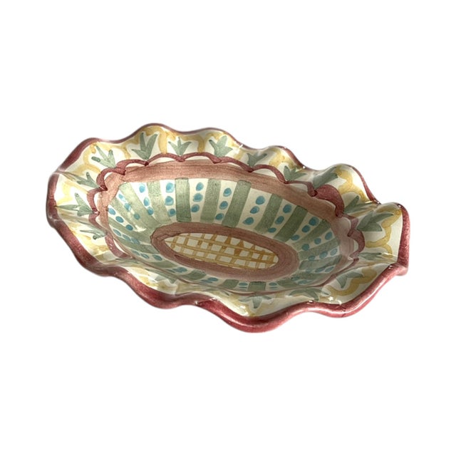 Mackenzie Childs Small Fluted Oval Dish | Chairish