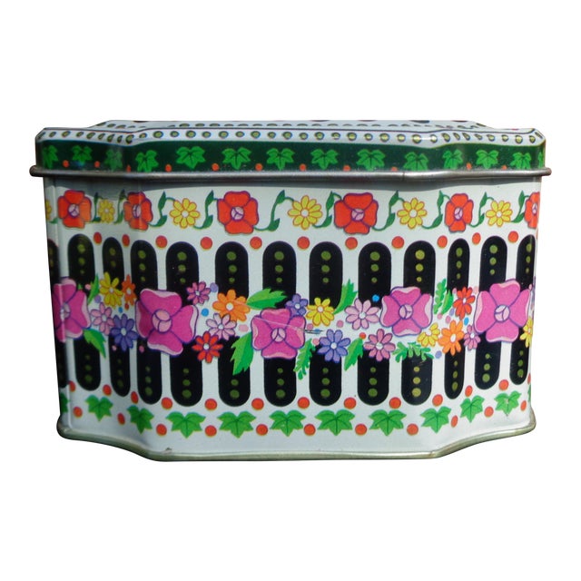 Contemporary Floral Tin Box | Chairish