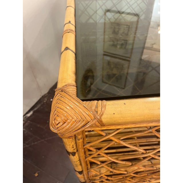 Mid Century Reed and Bamboo Desk | Chairish