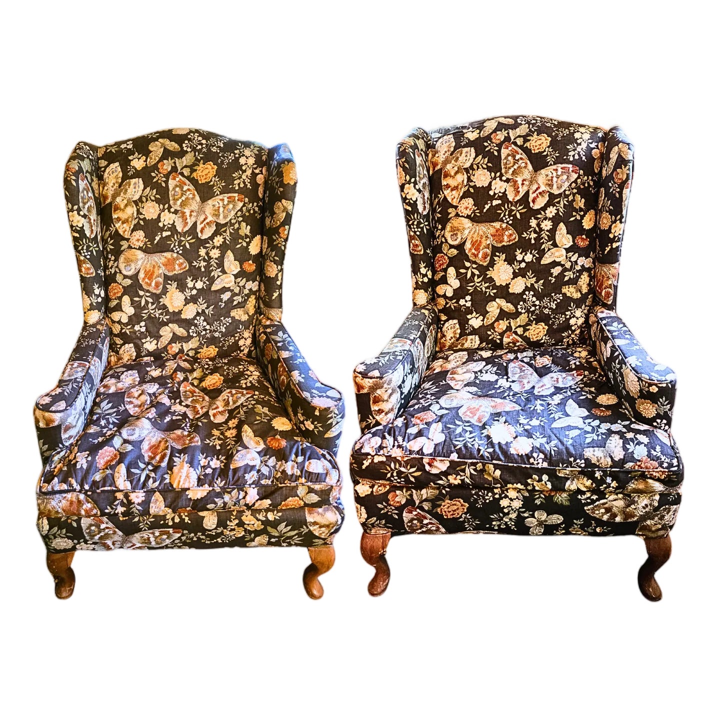 Pair of Late 20th Century Custom Upholstered Chairs Vintage Black ...