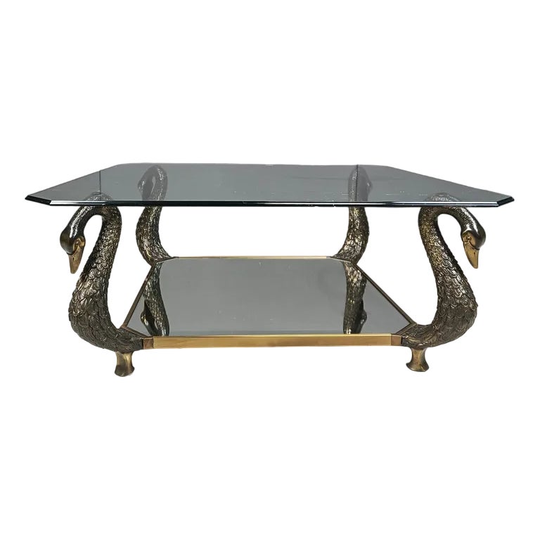 Brass Swan Coffee Table, 1970s | Chairish