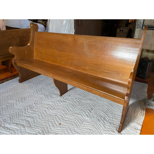1800s Antique Oak Pew Bench | Chairish