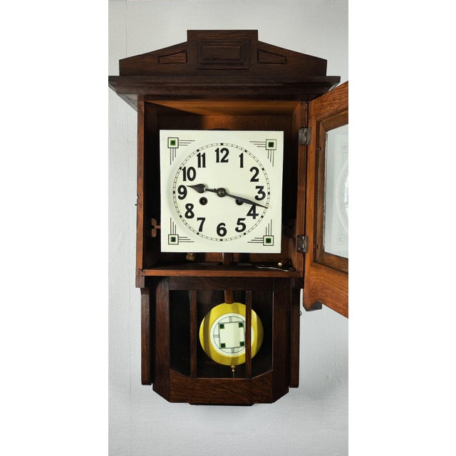 1928 German Wall Clock by Hamburg-Amerikanische Uhrenfabrik ½ Hours ...