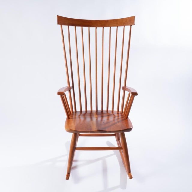 Late 20th Century Vintage Charles Webb Modernist Cherry Rocker | Chairish