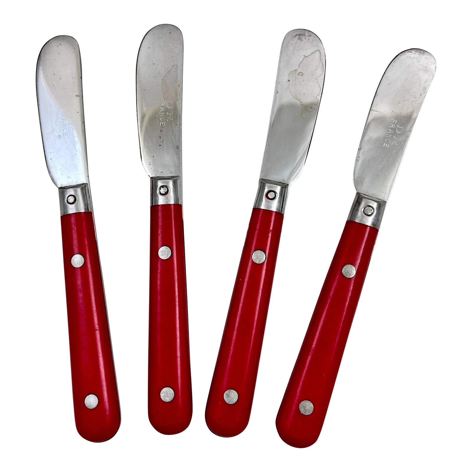 Mid-Century French Red Spreaders, Set of Four | Chairish