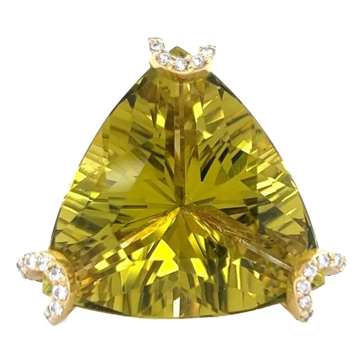 11907 - Lime Quartz & Diamond 18k Yellow Gold Large Ring, Size 3 | Chairish