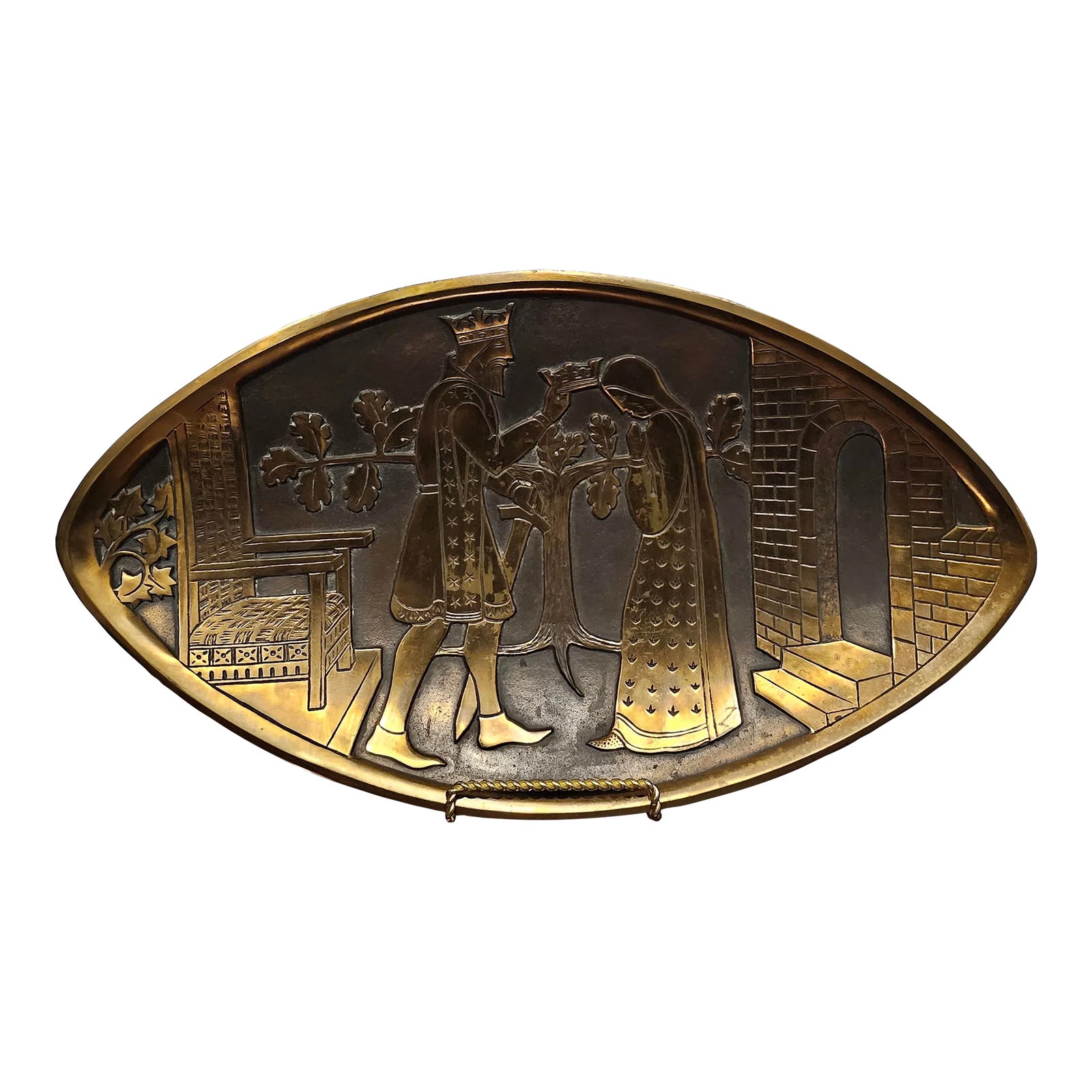 Mid 20th Century Danish Decorative Bronze Plaque of King and Queen or ...