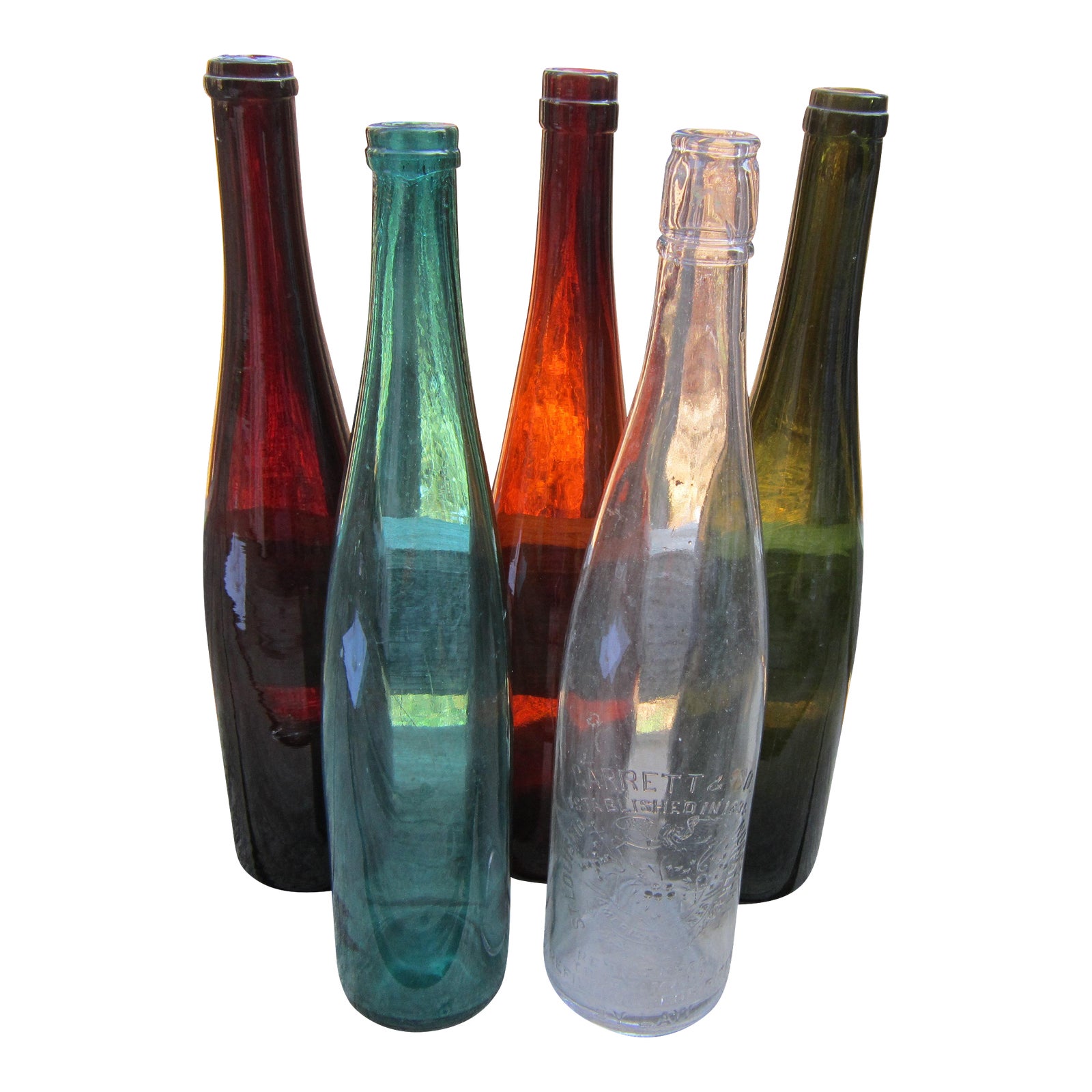 Antique Hock Wine Bottle Lot, Tall Long Neck- Gorgeous Set With a Story ...