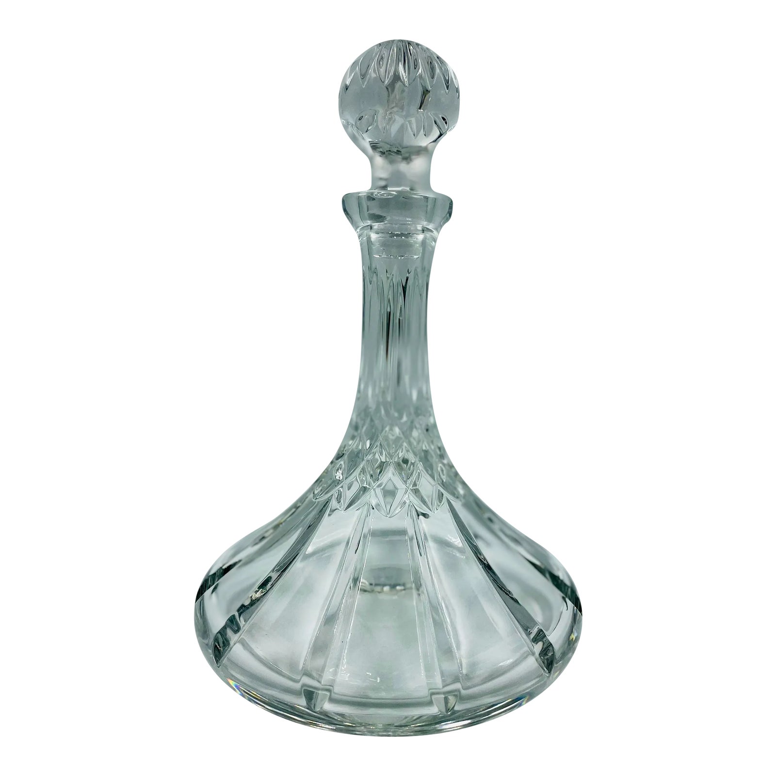 Late 20th Century Wedgewood Diamond & Vertical Cuts Ships Decanter with ...