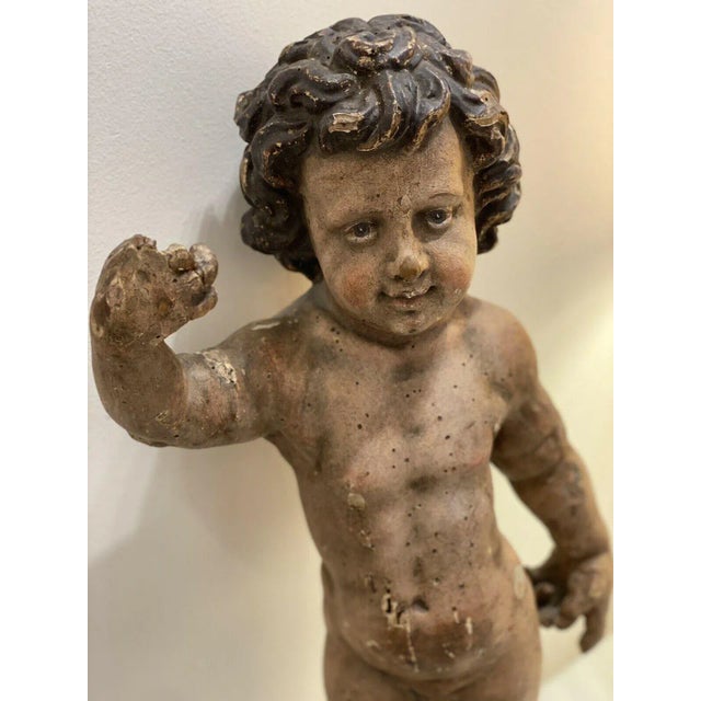 18thc French Antique Carved and Polychromed Putto/ Cherub/ Baby Wood ...