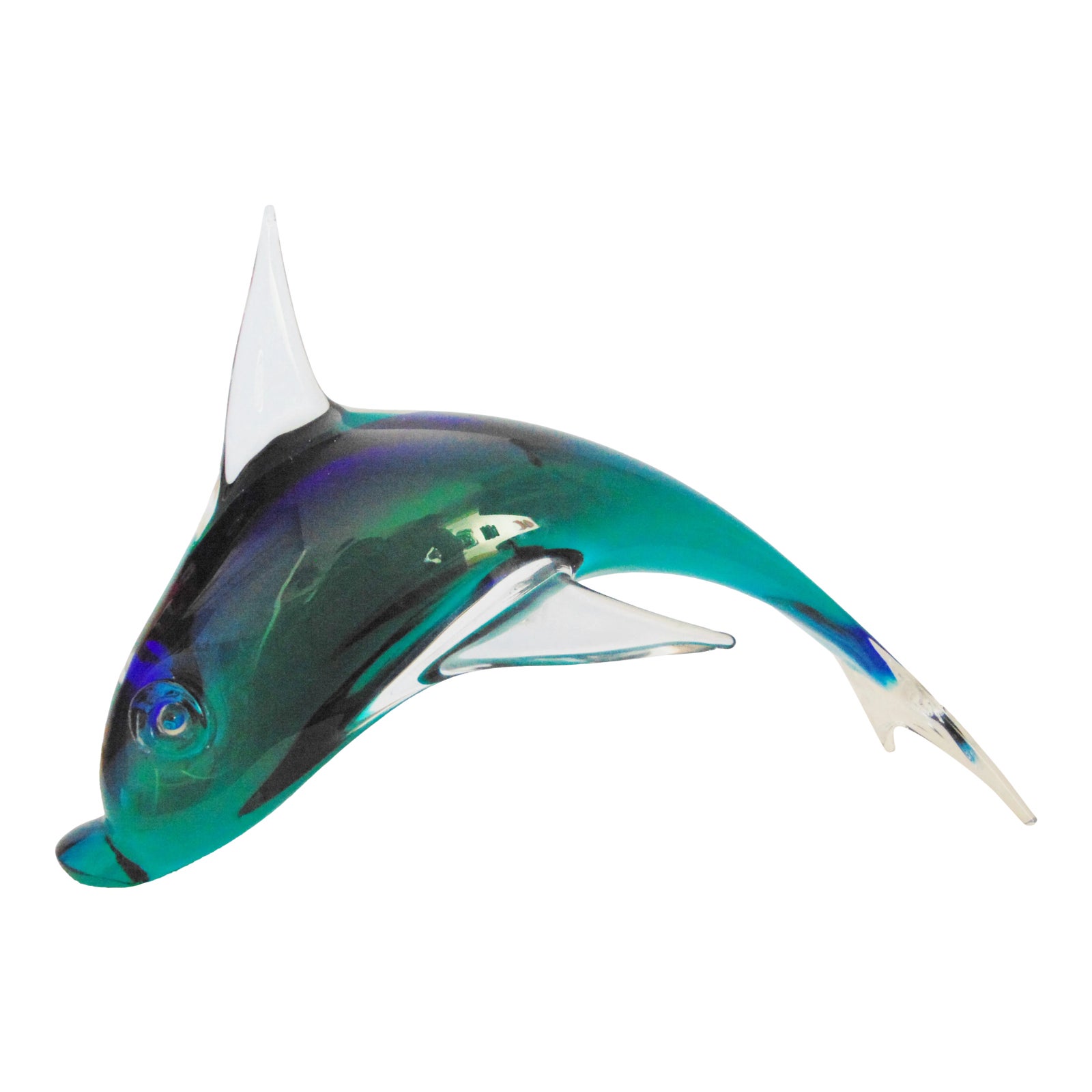 Italian Murano Glass Diving Dolphin Figure | Chairish